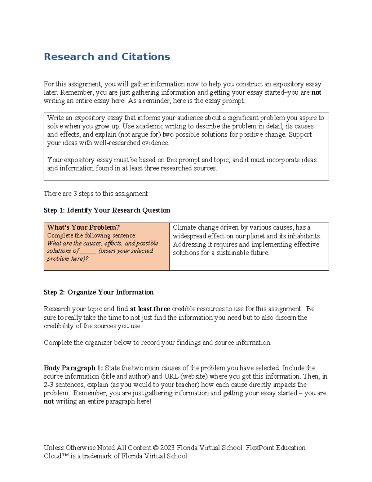 Research & Citations for Expository Essay on Climate Change - Studocu