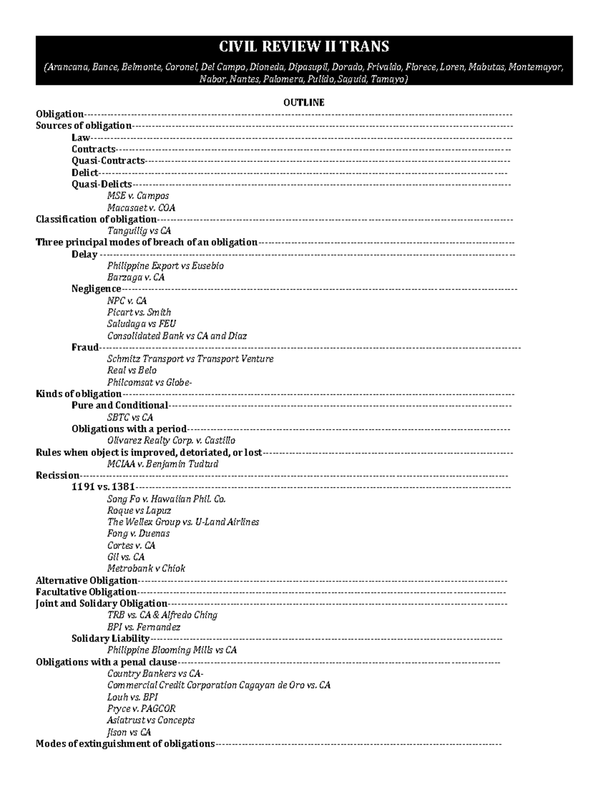 CIVIL REVIEW II TRANS (CIVREV2) Prelim Exam Study Guide - Studocu