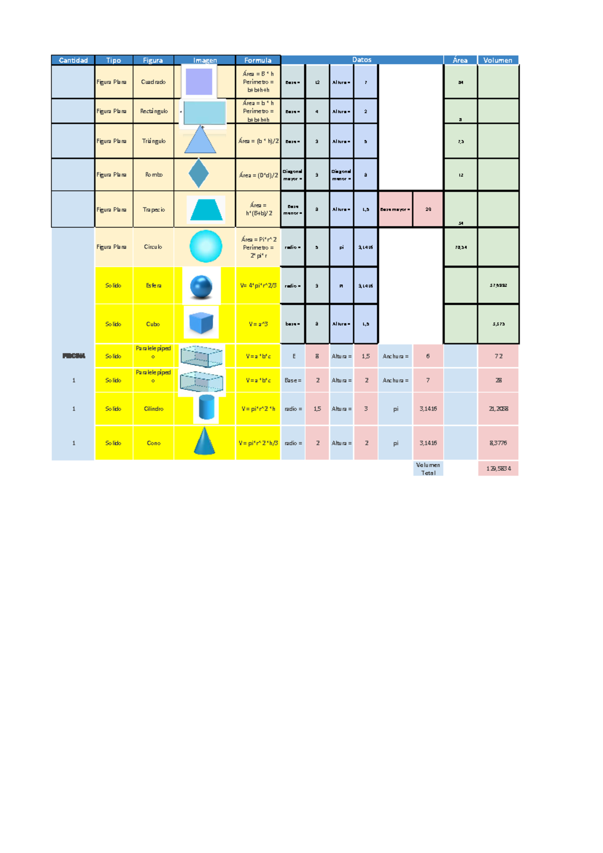 Cálculos de Figuras Planas y Sólidas en Matemáticas - Studocu