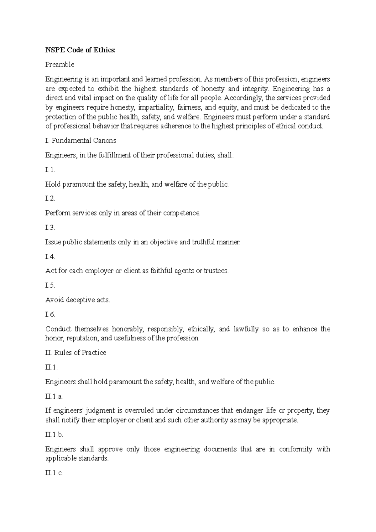 NSPE Code of Ethics: Standards for Engineering Integrity and Safety ...