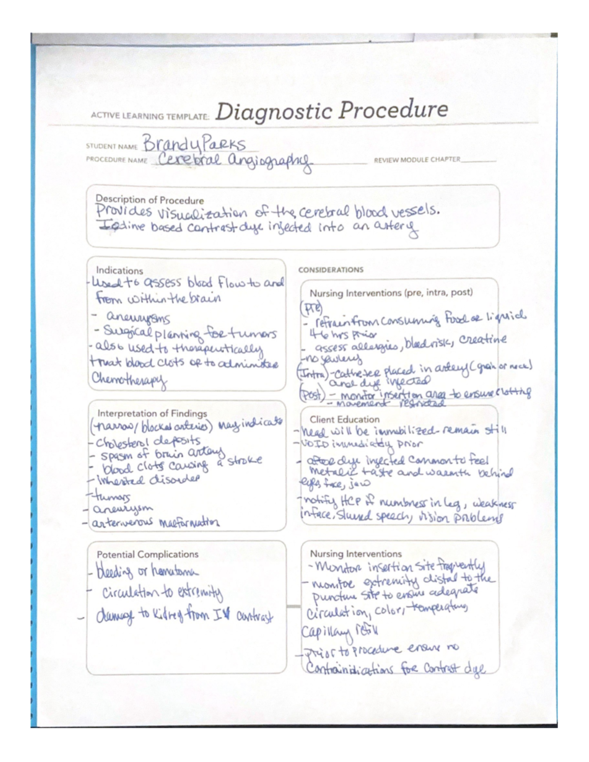 Cerebral Angiography Diagnostic Procedure - Active Learning Template ...