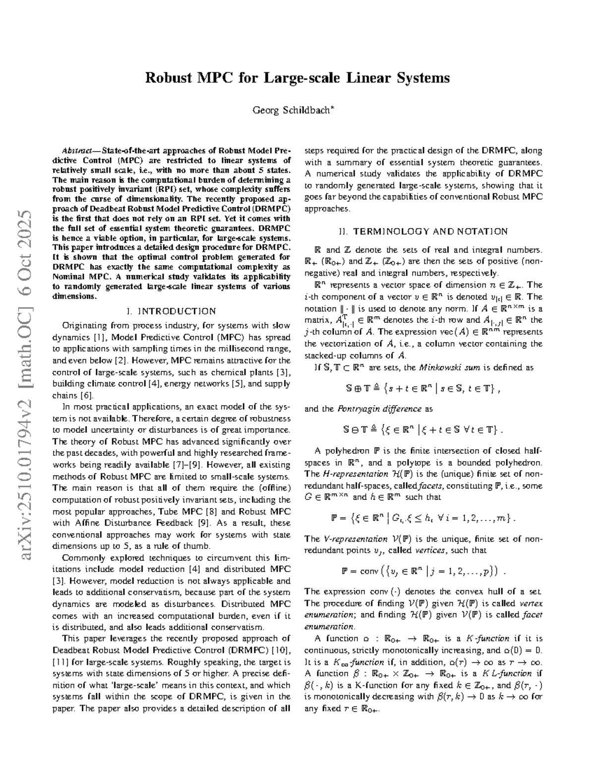 Robust MPC for Large-Scale Linear Systems: A Detailed Study - Studeersnel