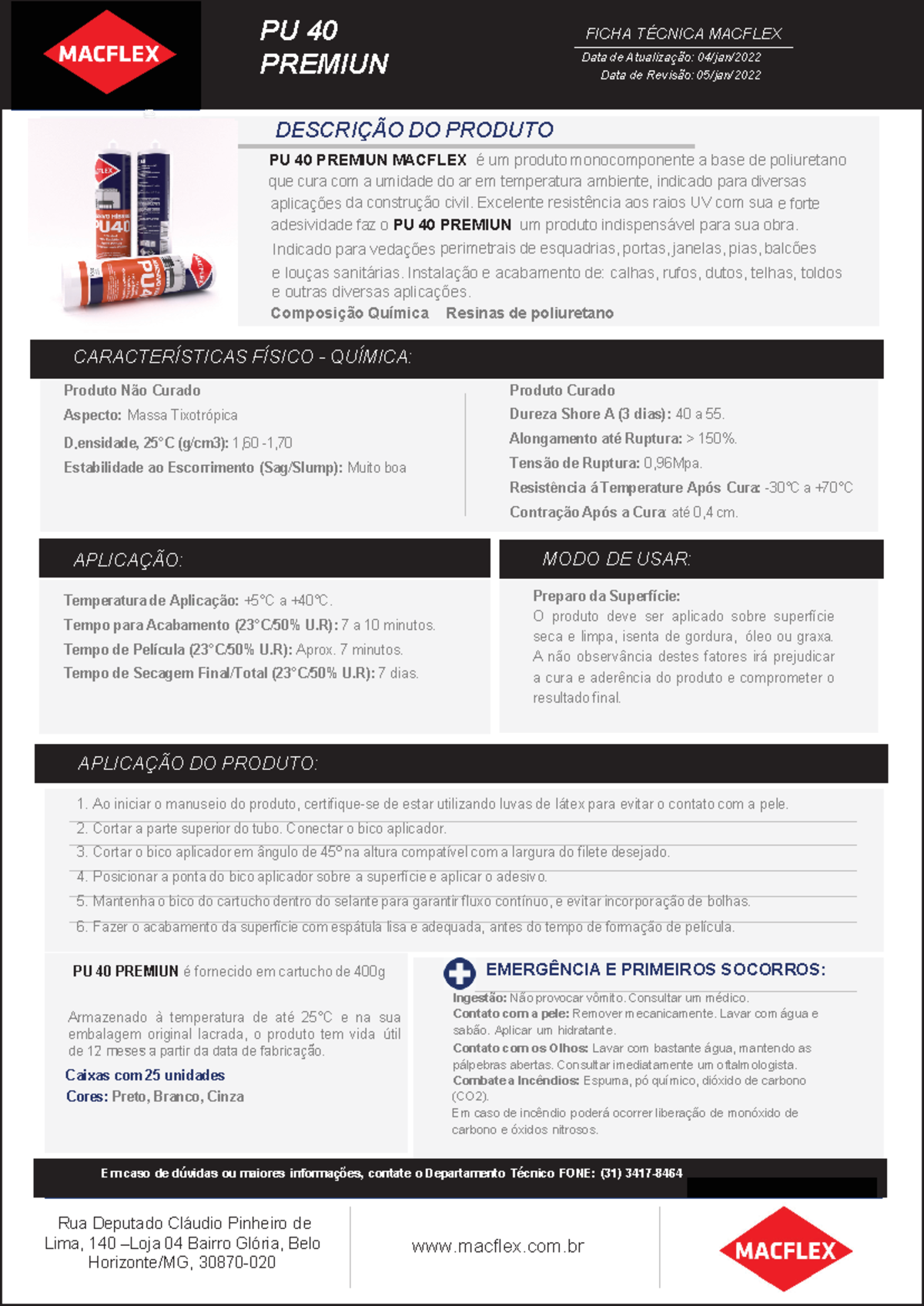 Ficha Técnica PU 40 Premium - Produto Macflex - Atualização 2023 - Studocu