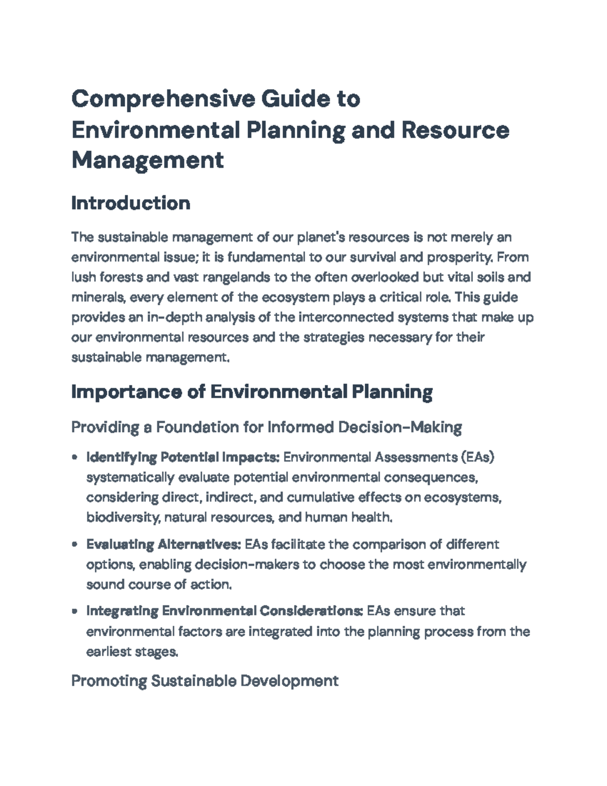 Sustainable Environmental Planning & Resource Management Guide ...