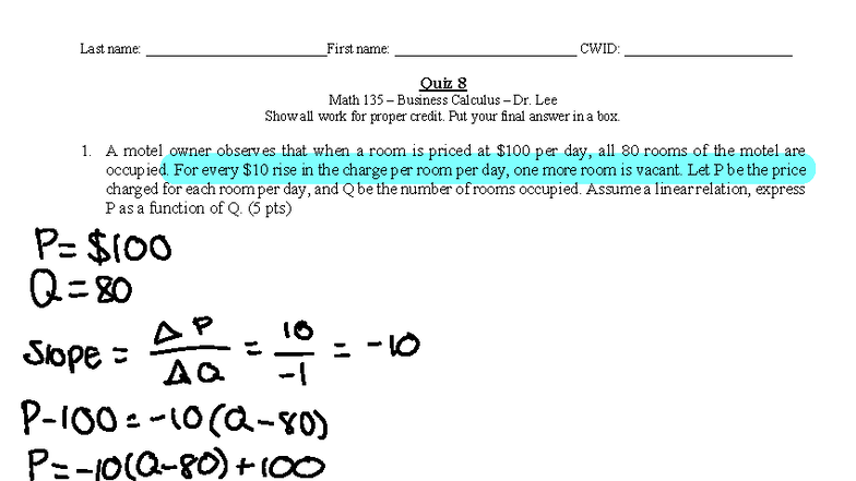 Math 135 Quiz 8: Optimization & Elasticity Notes - Studocu