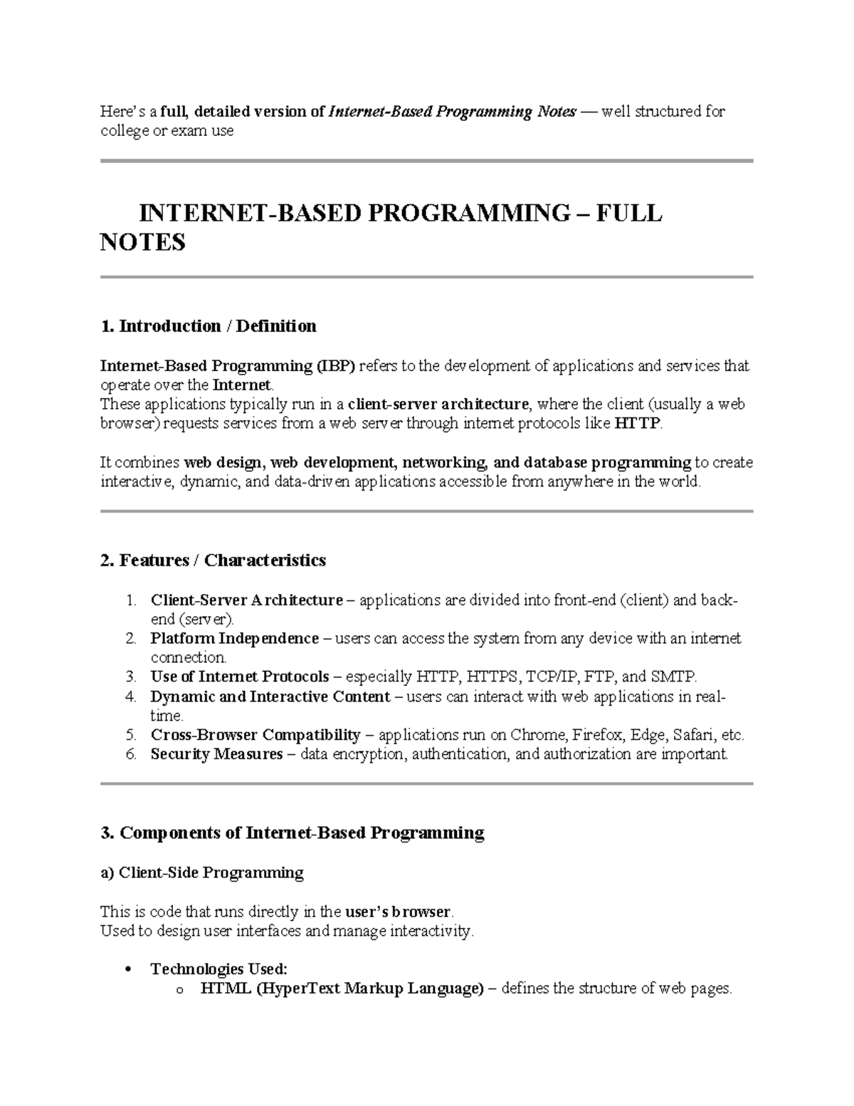 IBP Programming Full Notes: Comprehensive Guide for Exams - Studocu