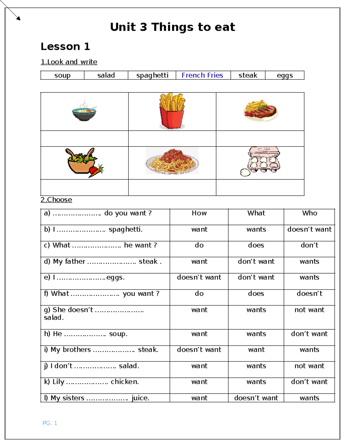 Bài tập Everybody Up 2 - Unit 3: Things to Eat Lesson Notes - Studocu