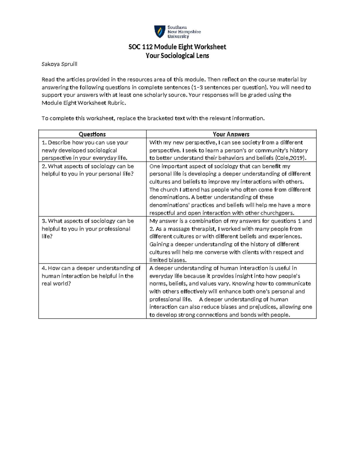 SOC 112 Module Eight Worksheet - SOC 112 Module Eight Worksheet Your ...