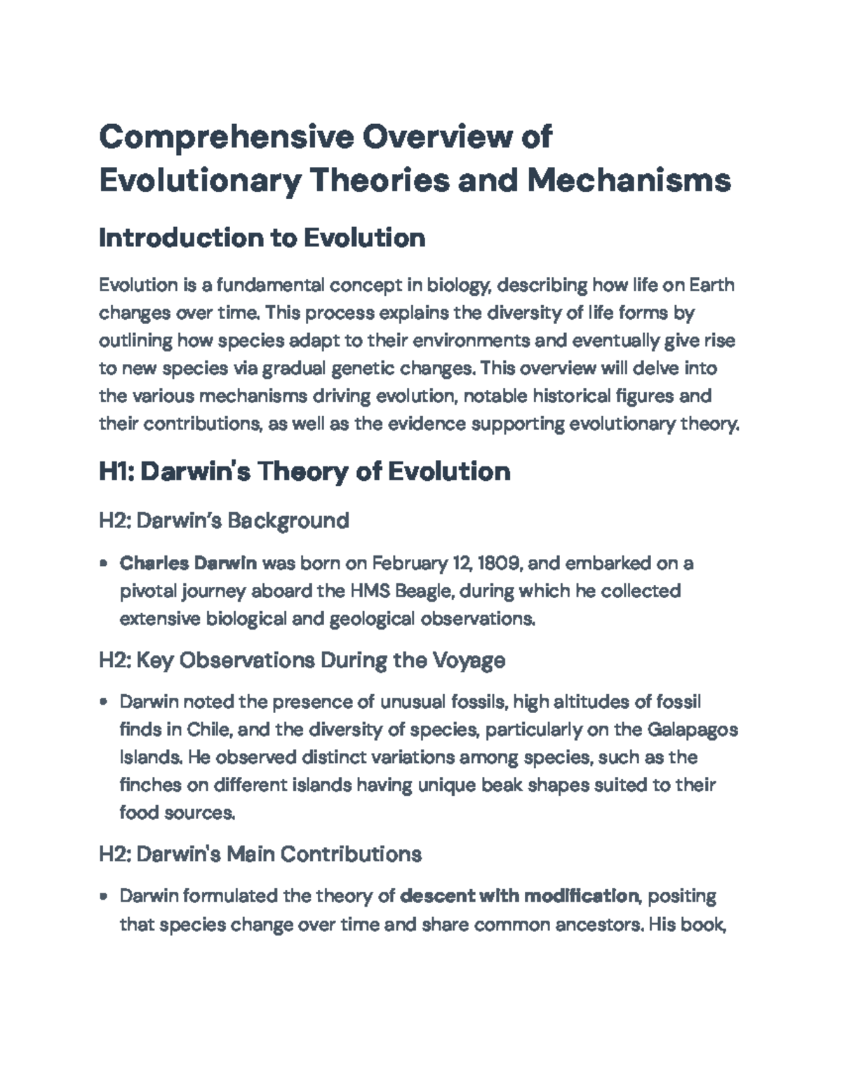 Evolutionary Theories & Mechanisms: A Comprehensive Overview - Studocu