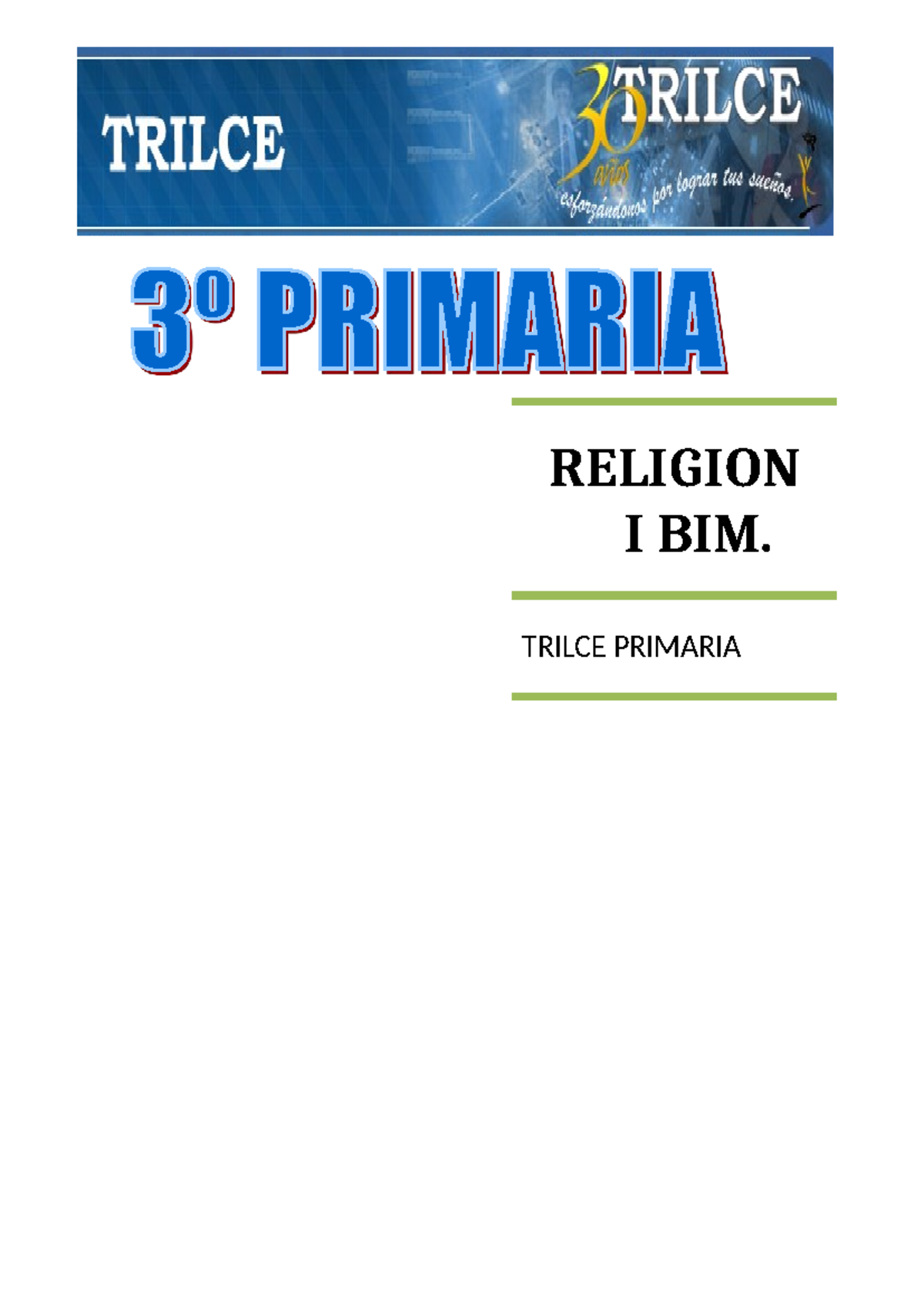 Religion I BIM - Temas y Oraciones para Primaria - Studocu