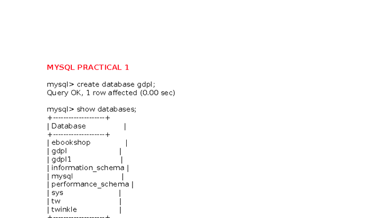 MYSQL PRACTICAL 1: Student Table Operations and Queries - Studocu