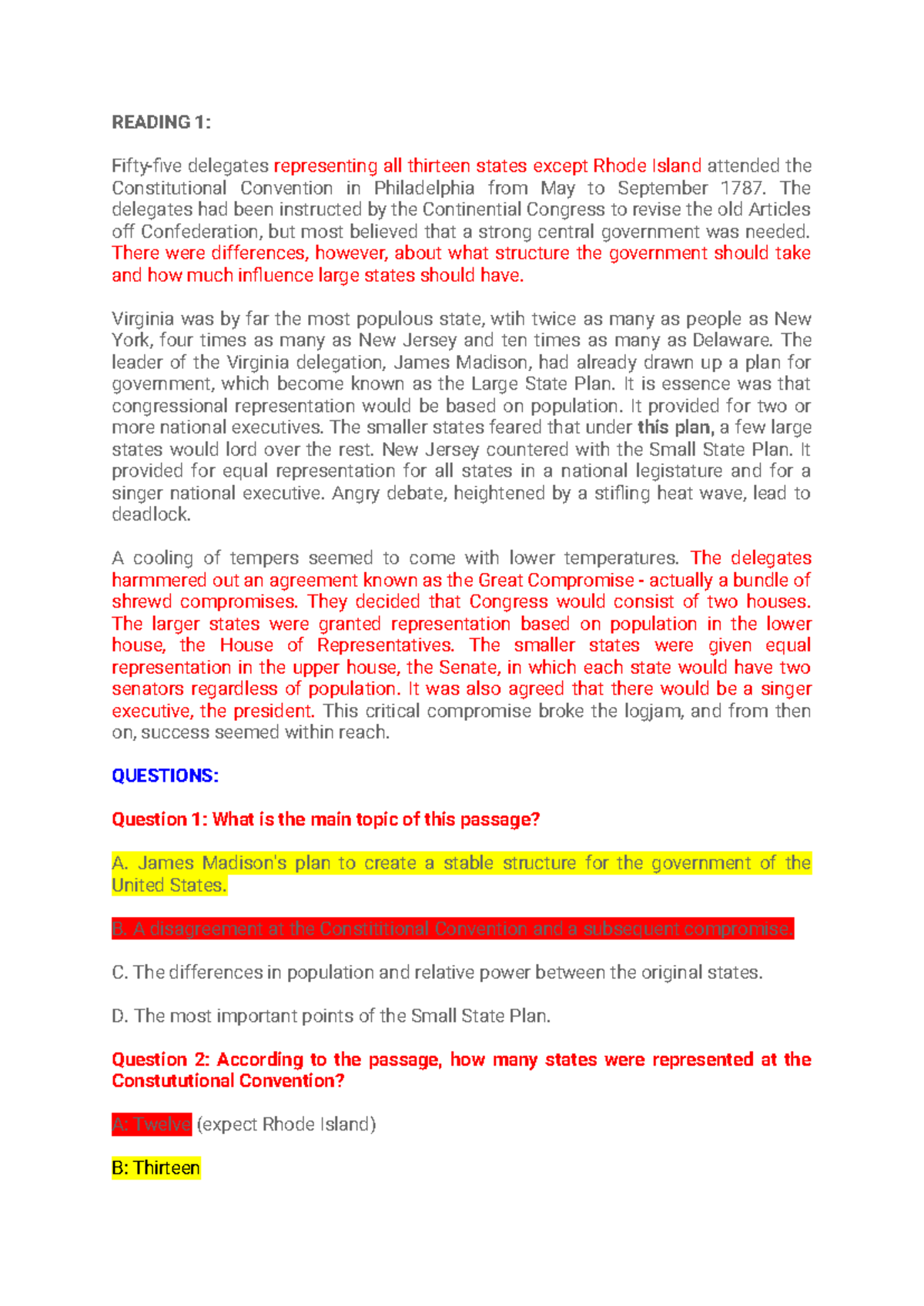 Constitutional Convention Compromise: A Study of 1787 - Studocu