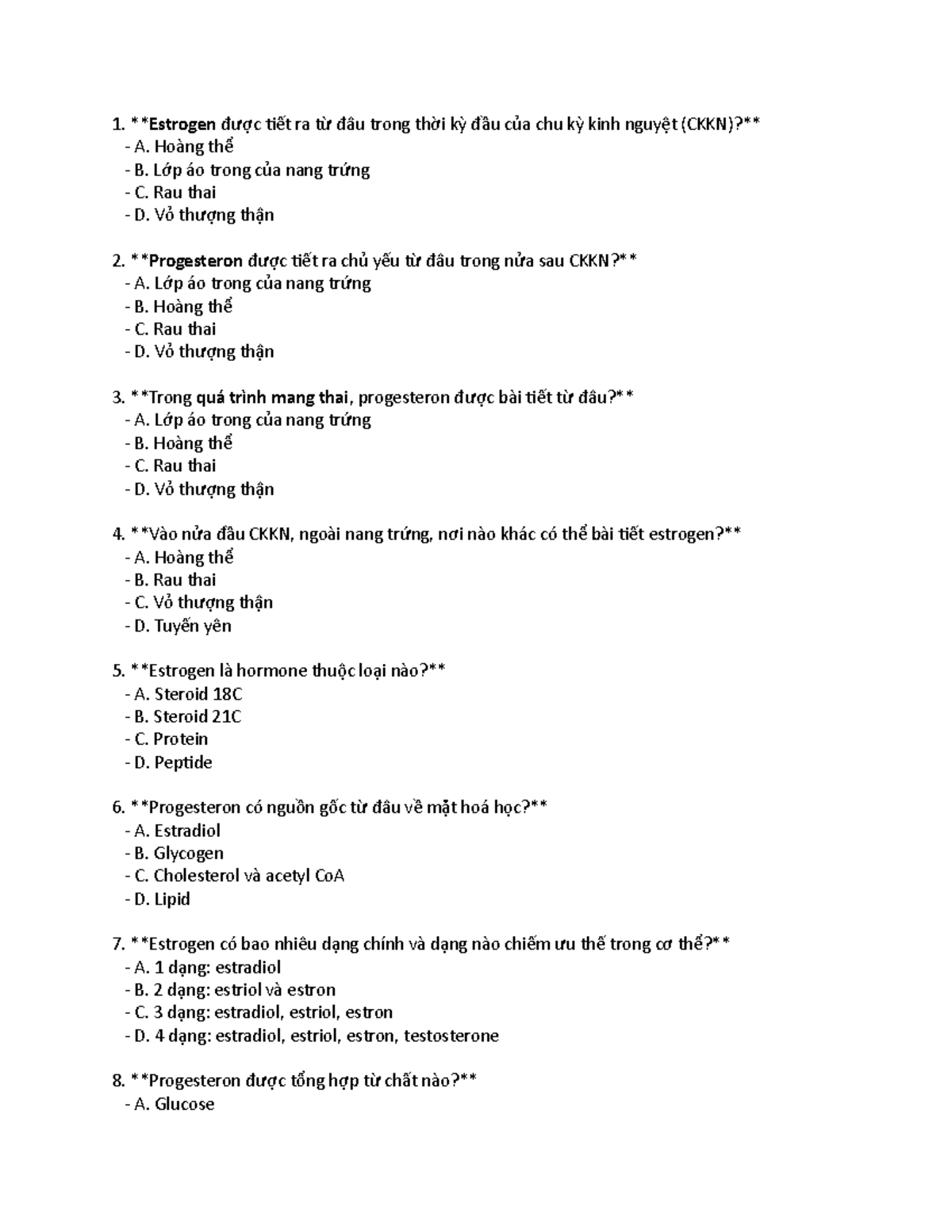 Sinh lý nữ: Test, Quizzes, and Notes for KJĐ DJBD - Studocu