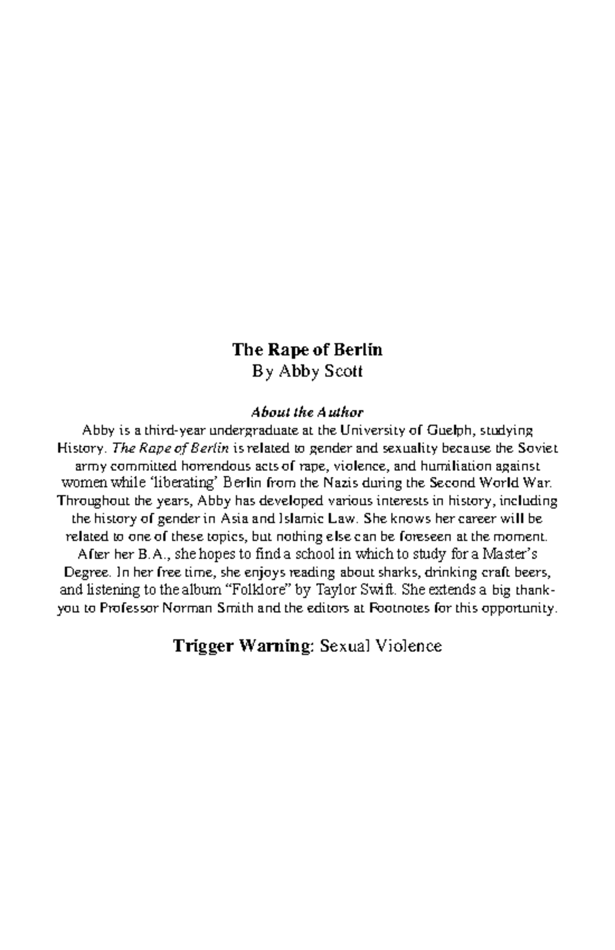 The Rape of Berlin: Gender Violence by the Soviet Army in WWII - Studocu