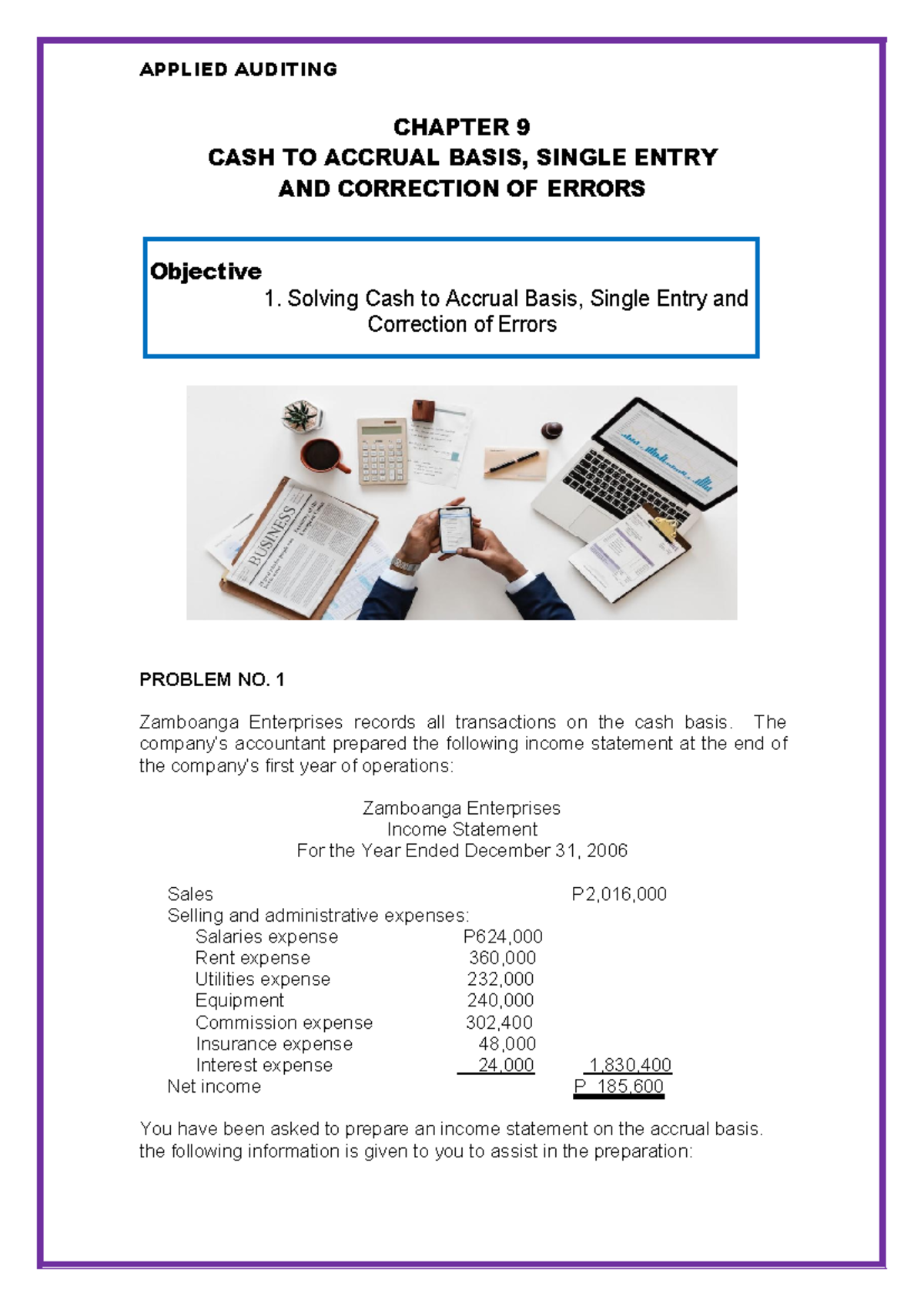 APPLIED AUDITING CHAPTER 9: CASH TO ACCRUAL BASIS & ERROR CORRECTION ...