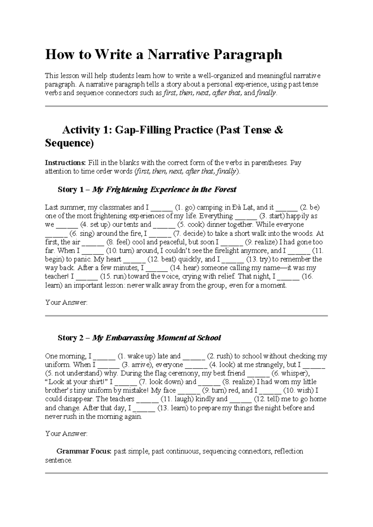 Chapter 6: Writing Effective Narrative Paragraphs - Studocu