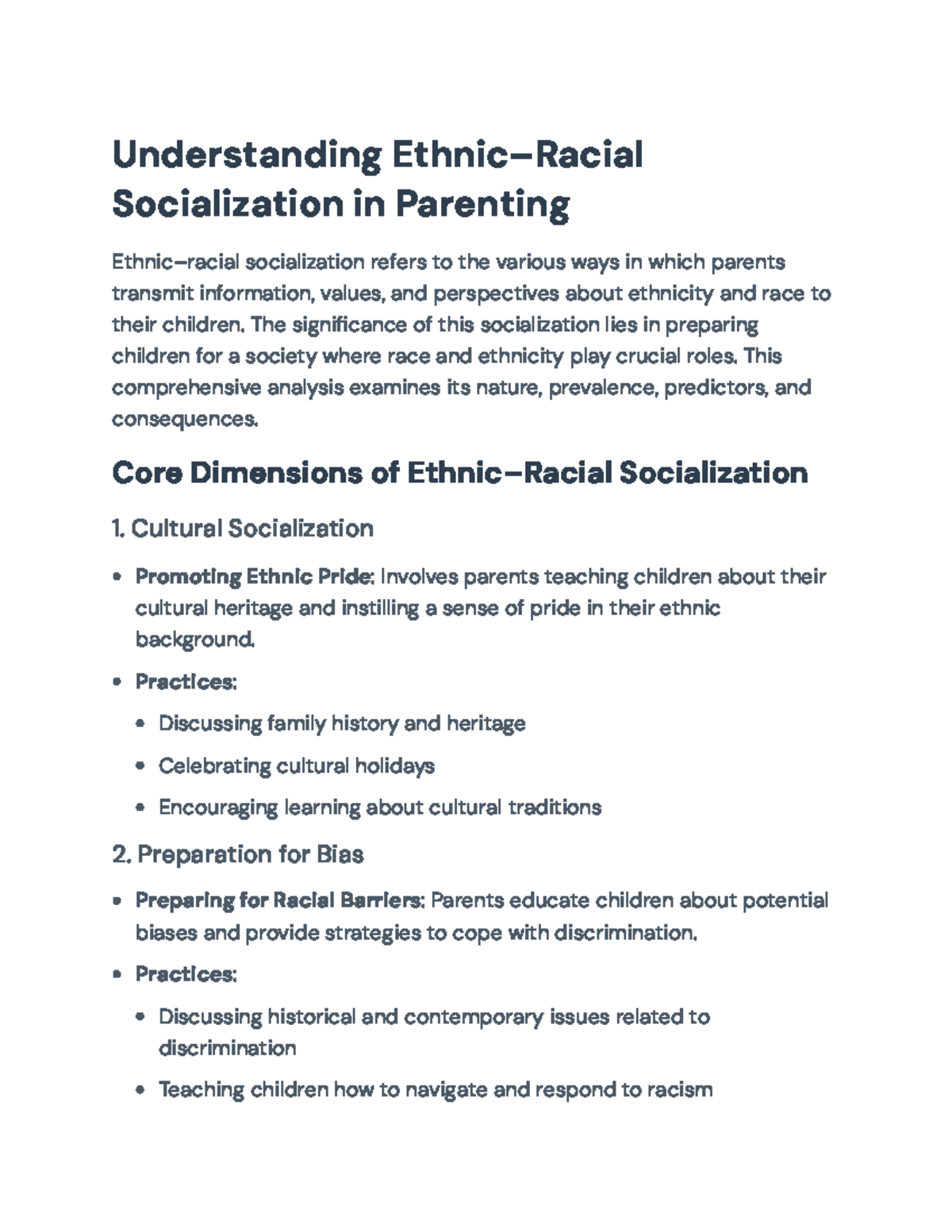 Ethnic–Racial Socialization Practices in Parenting: Insights and ...