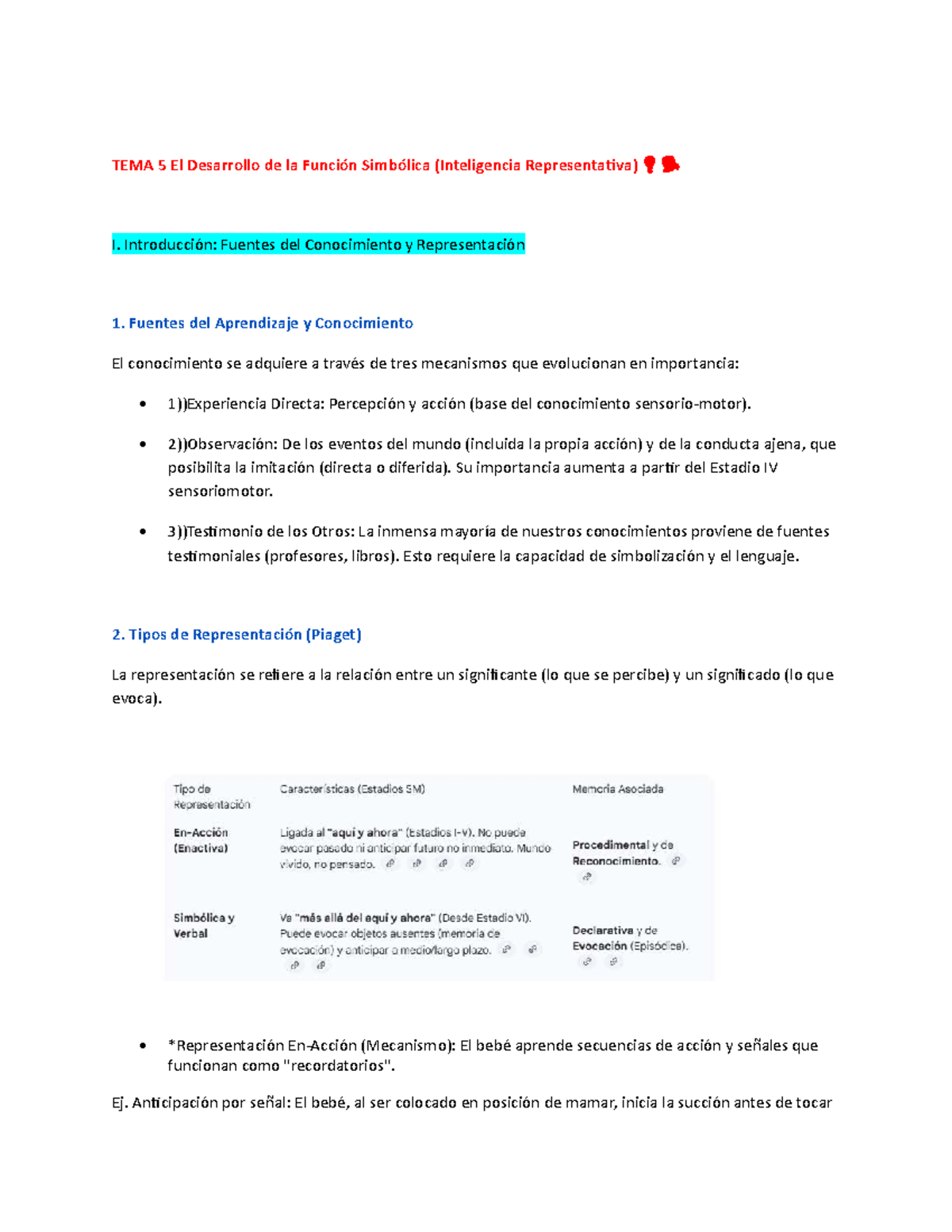 Tema 5: Desarrollo de la Función Simbólica y Cognición - Studocu