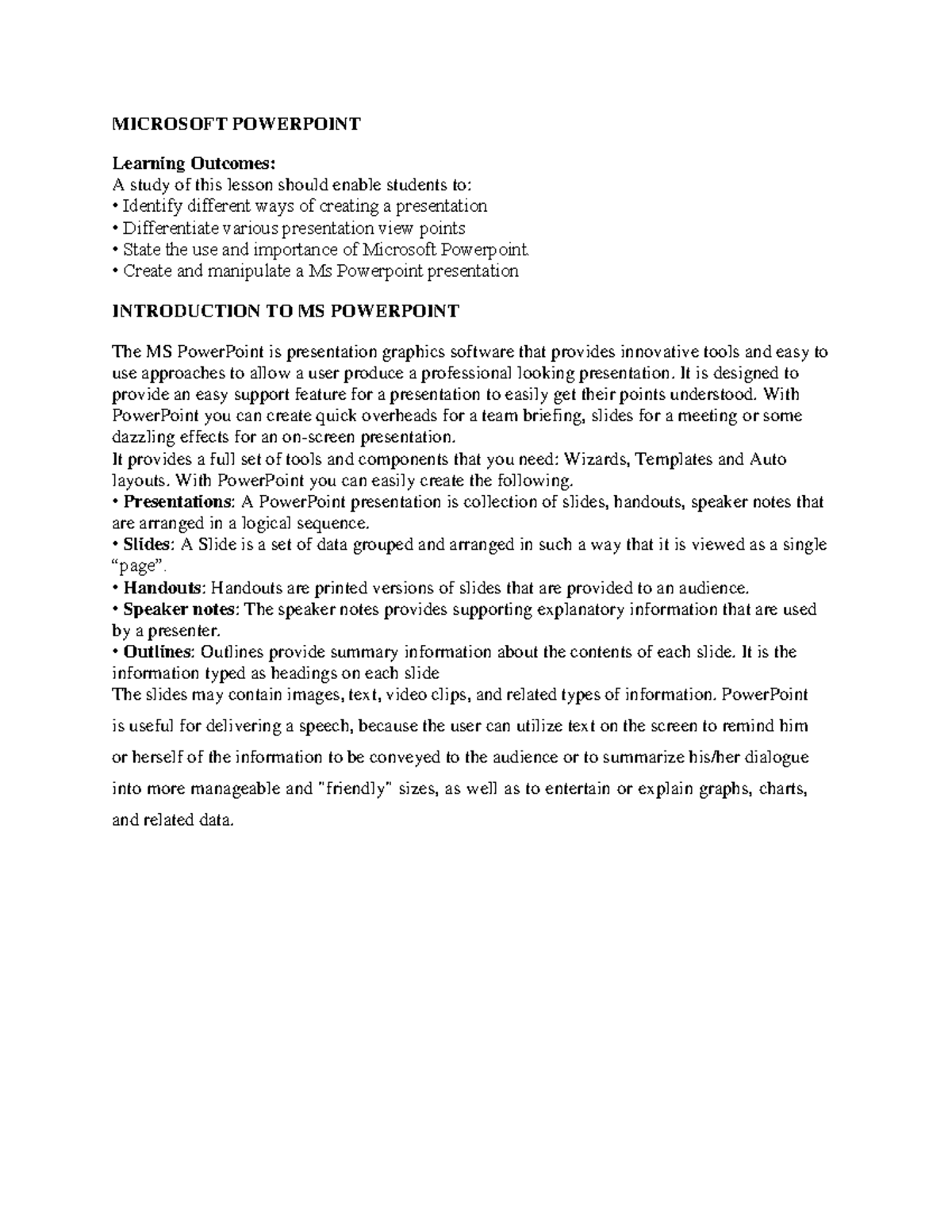 Microsoft PowerPoint Lesson 8: Creating Effective Presentations - Studocu