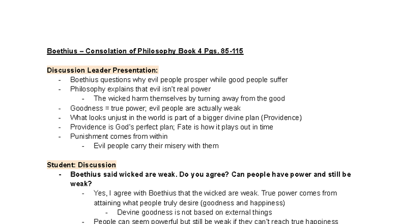 10.16 Boethius: Consolation of Philosophy Book 4 Discussion Insights ...