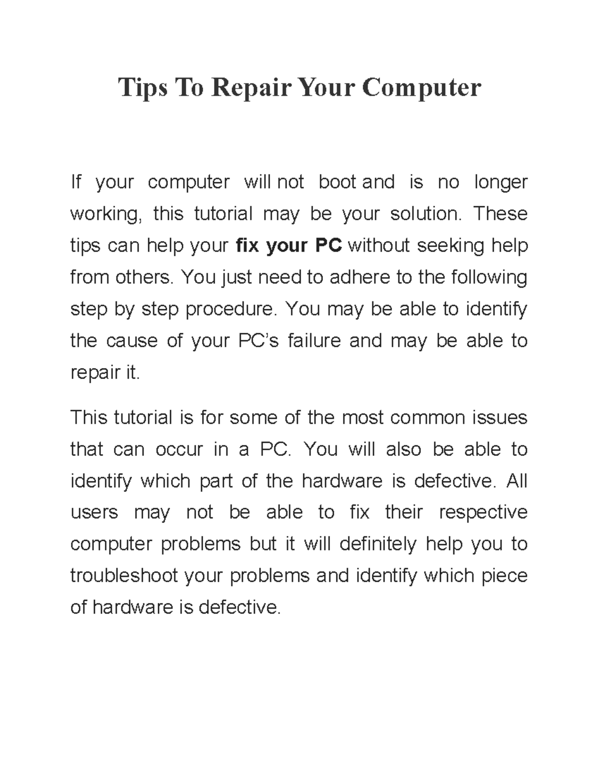 PC Repair Guide: Essential Tips to Troubleshoot Your Computer - Studocu