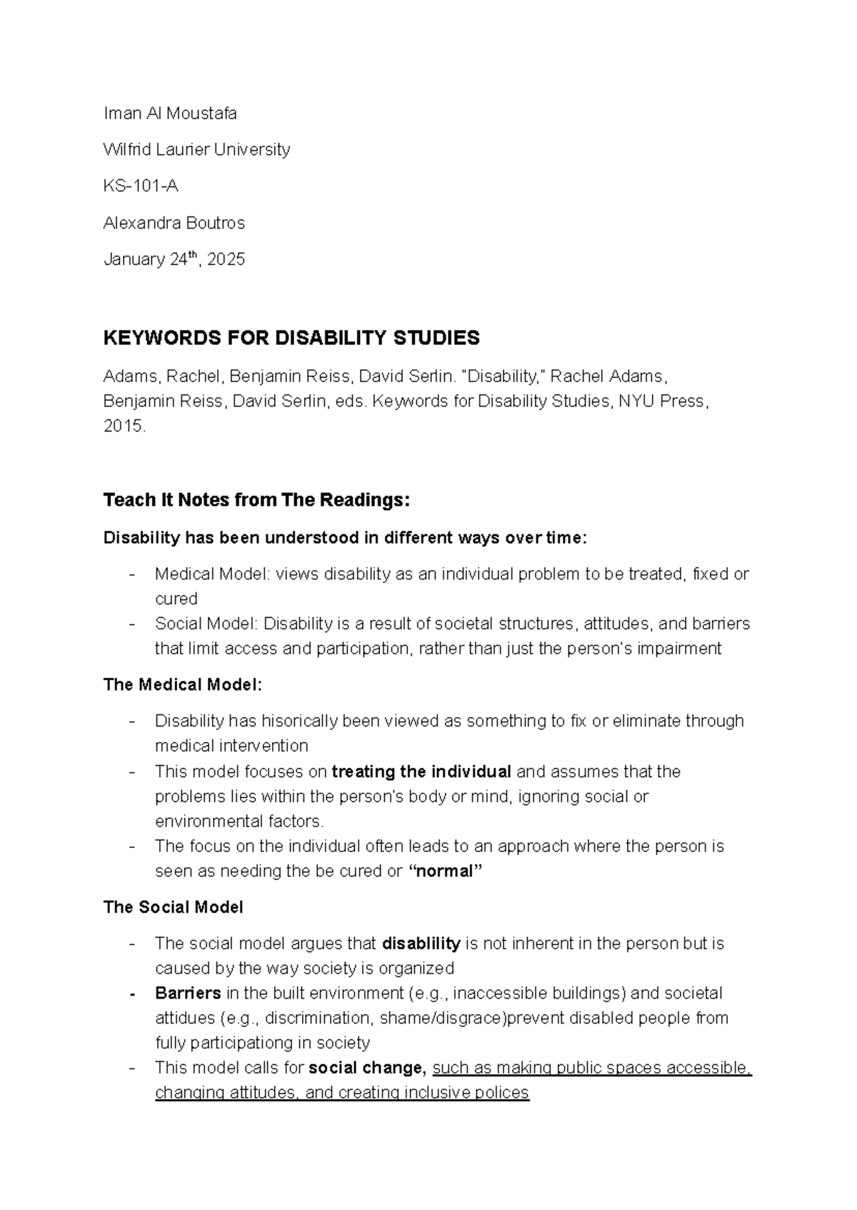 Disability Studies Overview: Key Models & Concepts - Iman Al Moustafa ...