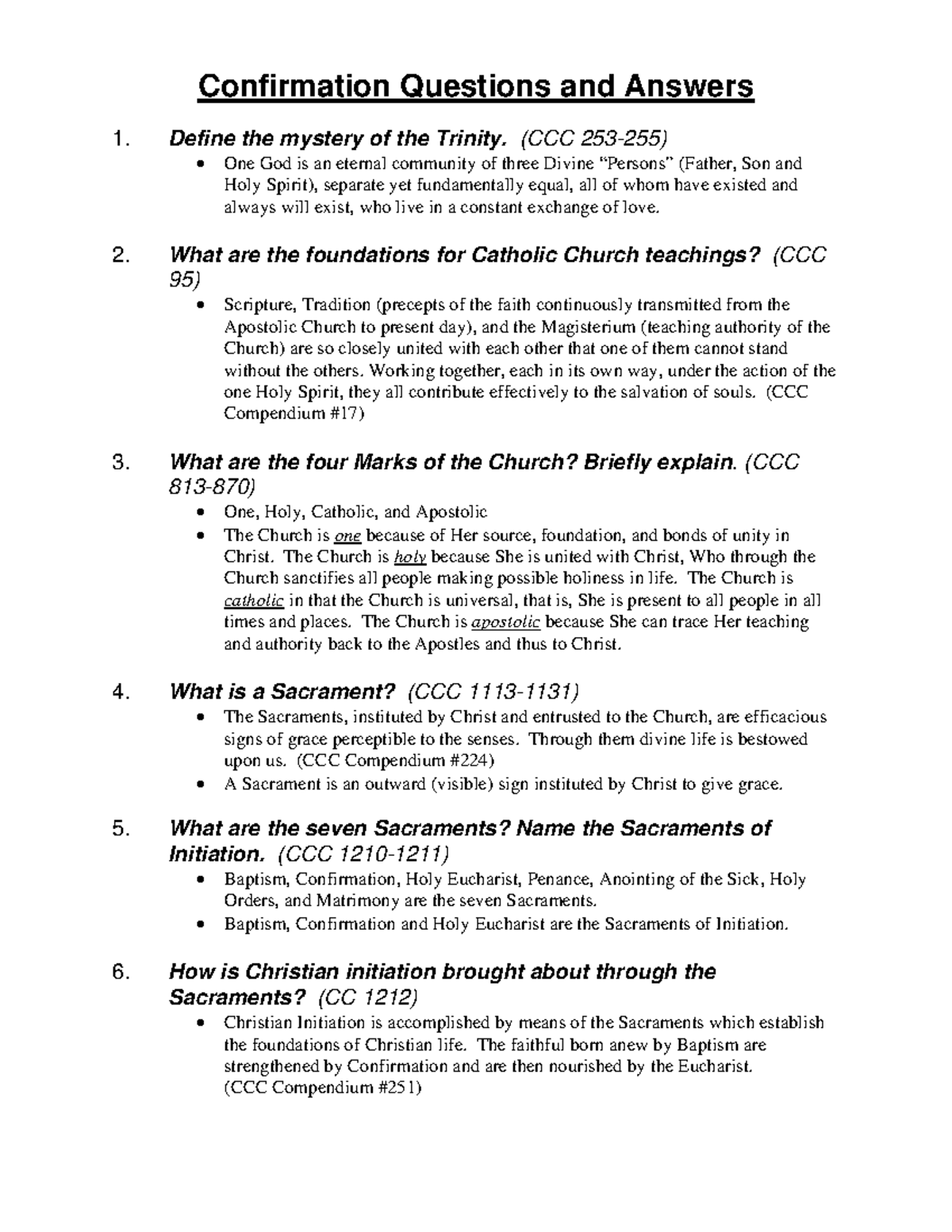 Catholic Confirmation Study Guide: Essential Teachings & FAQs - Studocu