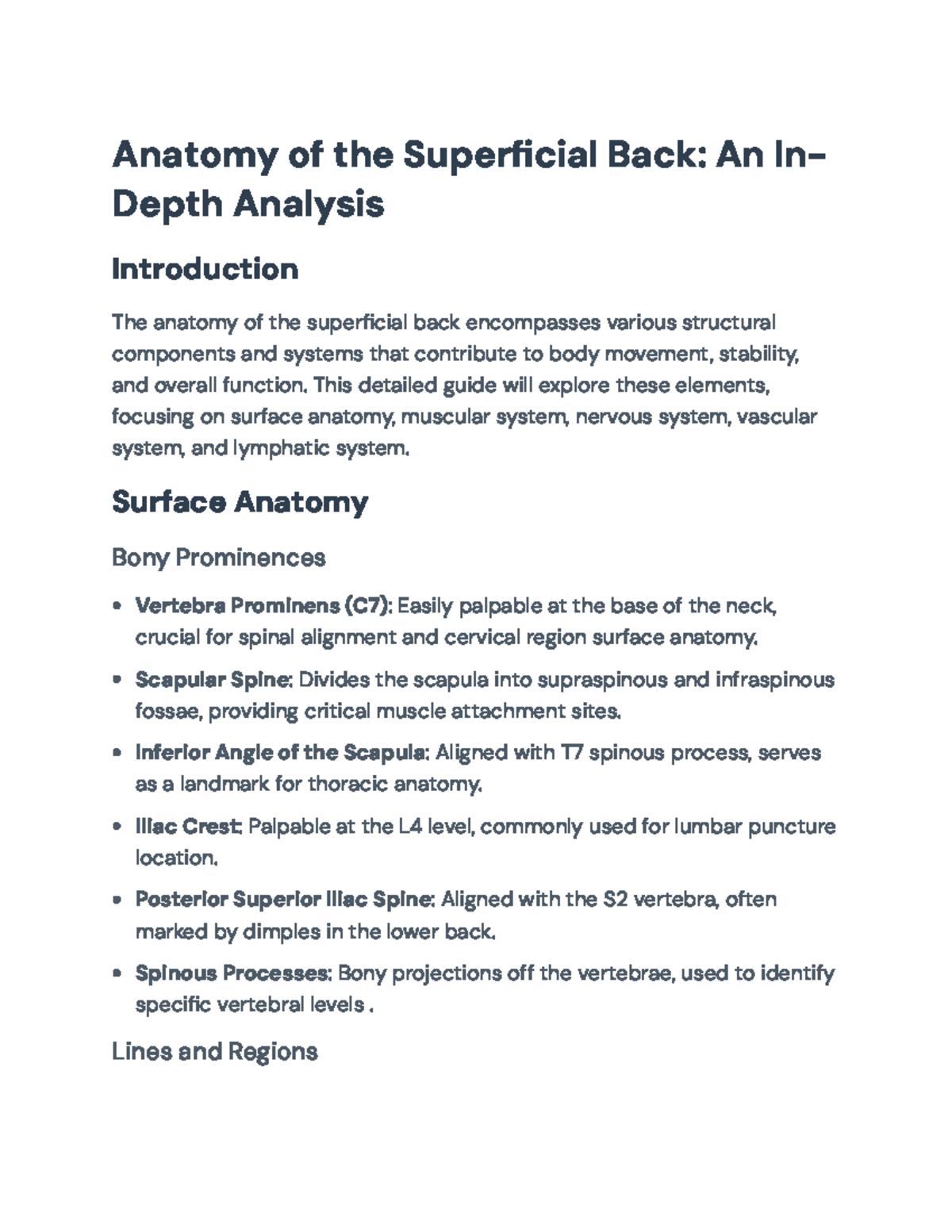 Anatomy of the Superficial Back: Detailed Structural Breakdown - Studocu