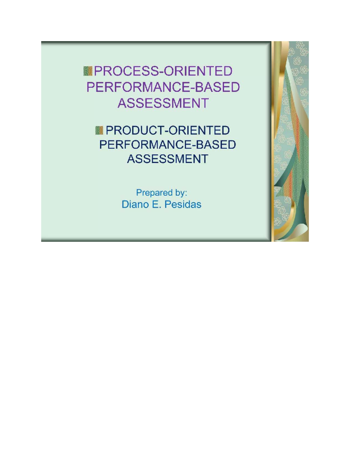 Performance vs Product-Based Assessment: A Comprehensive Guide - Studocu