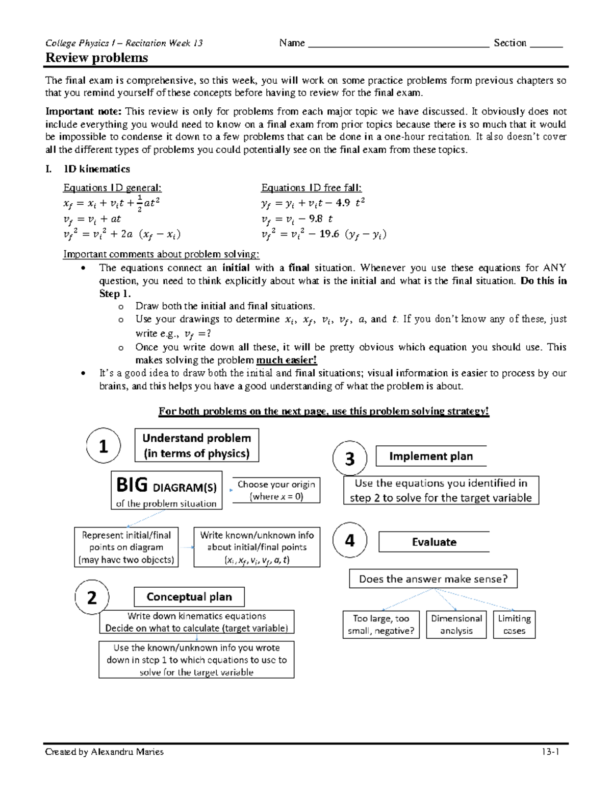 CP1 Recitation Week 13 - Comprehensive Review Problems for Final Exam - Studocu