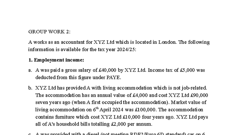ICAEW CFAB Group Work - Tax Calculation Practice Exam 1 - Studocu