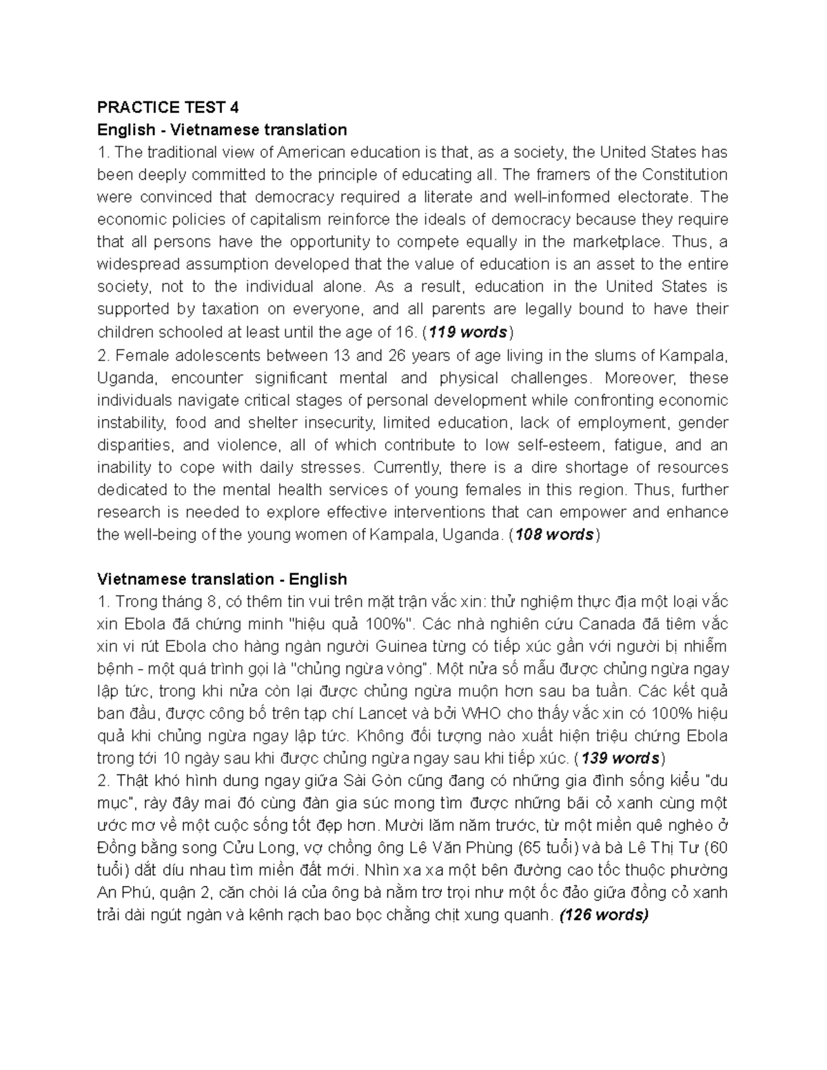 PRACTICE TEST 4: English-Vietnamese Translation Insights - Studocu