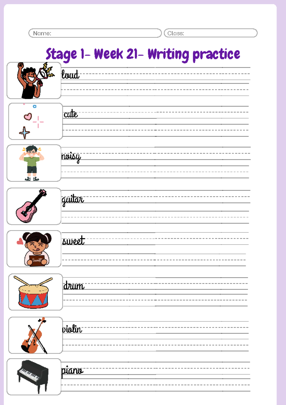 S1 Week 21 - Writing Practice: Musical Sounds and Instruments - Studocu