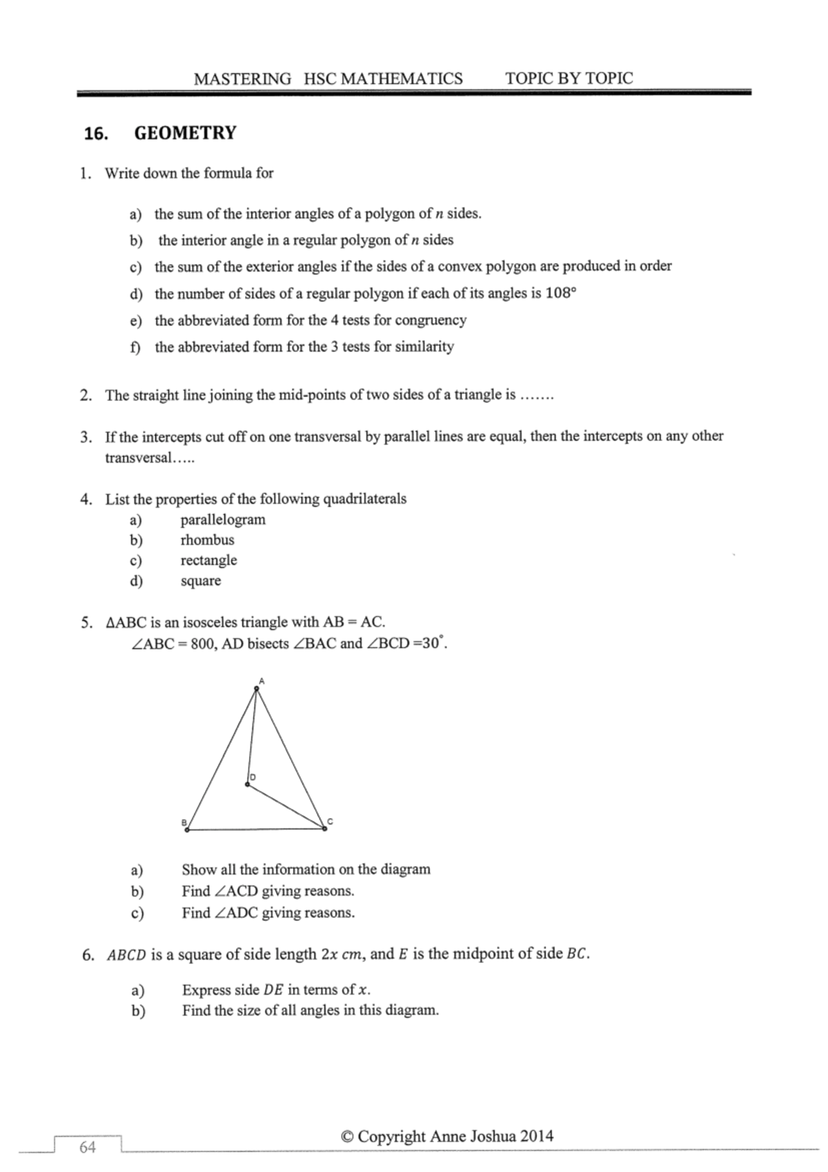 Geometry - Mastering HSC Questions - MATH - Studocu