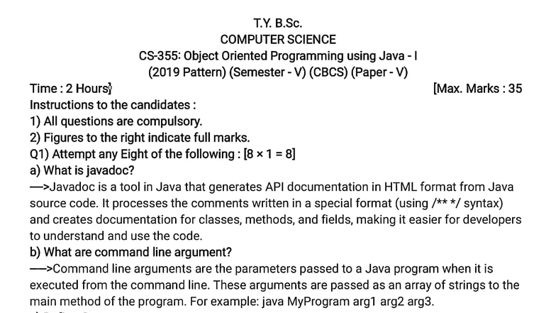 T.Y. B.Sc. COMPUTER SCIENCE CS 355: Object Oriented Programming Using Java I - Studocu