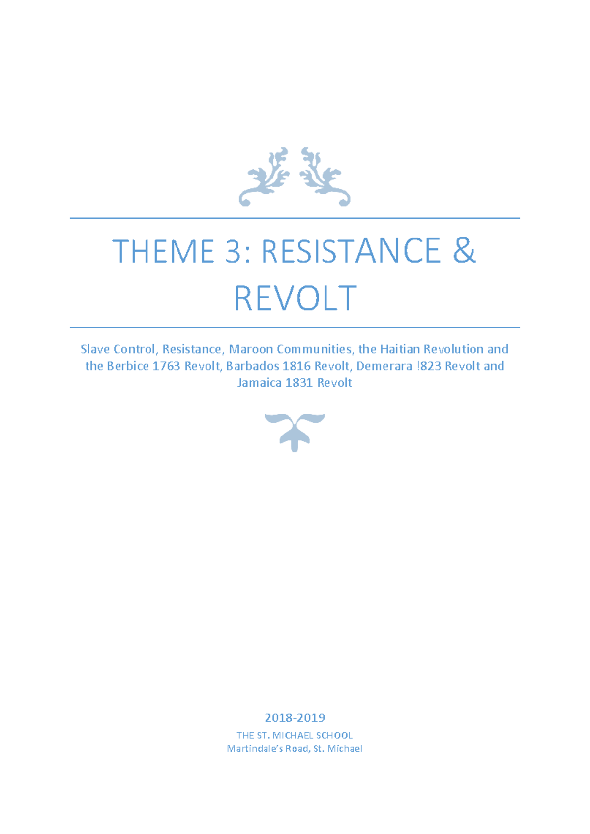 CSEC HISTORY: RESISTANCE AND REVOLT - Slave Control & Rebellions - Studocu