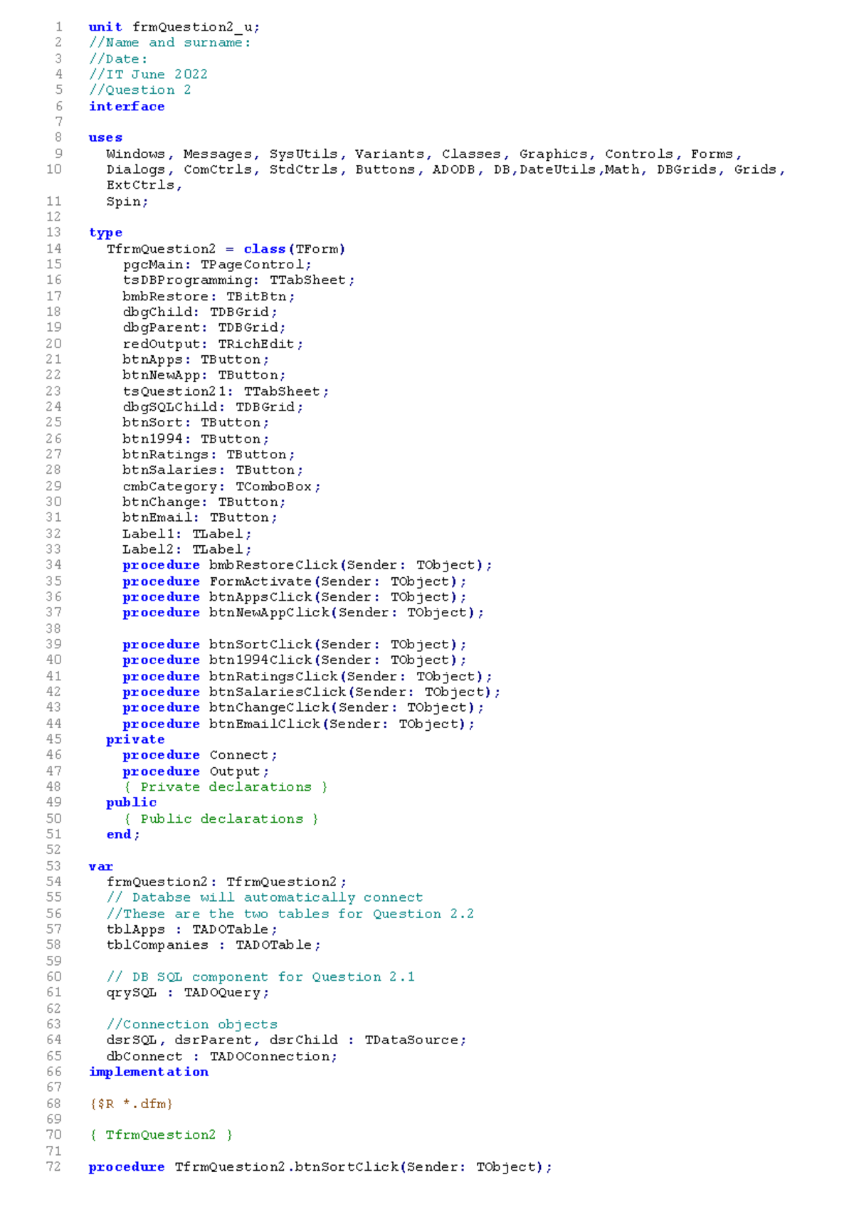 Q2 - Delphi Programming Notes for June 2022 - Studocu