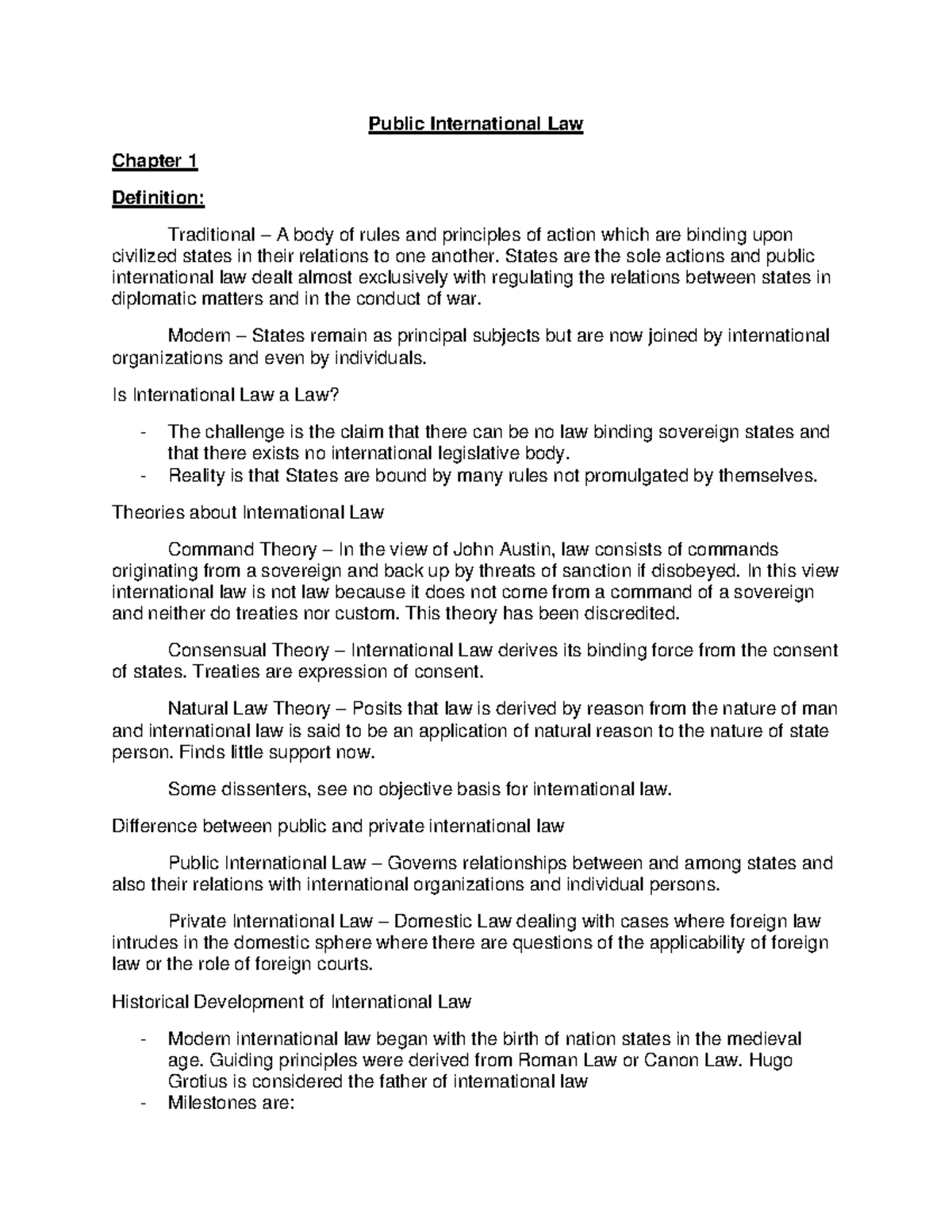 Public International Law (PIL) Chapter 1: Definitions and Key Concepts ...