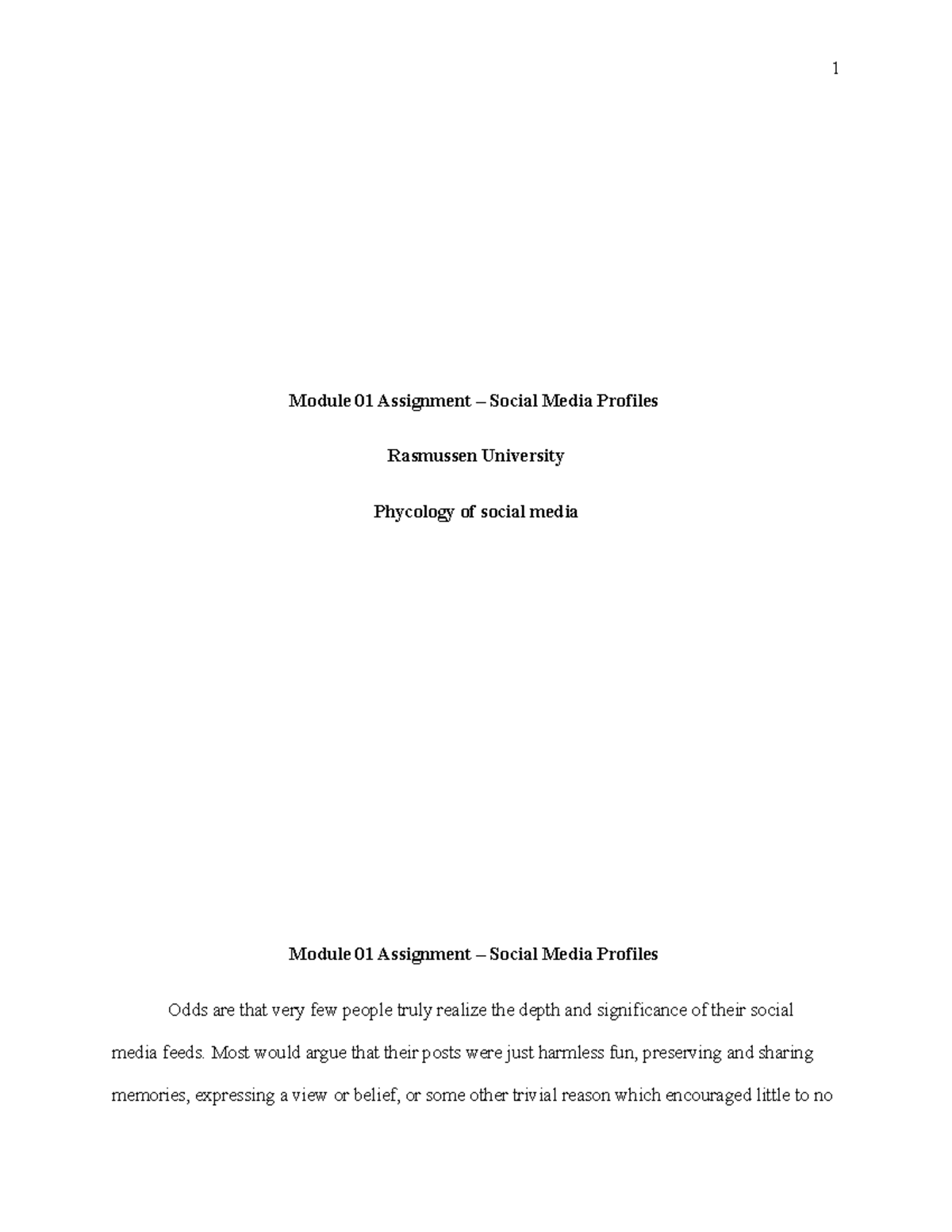 Module 01 Assignment-Social Media Profiles - Module 01 Assignment ...