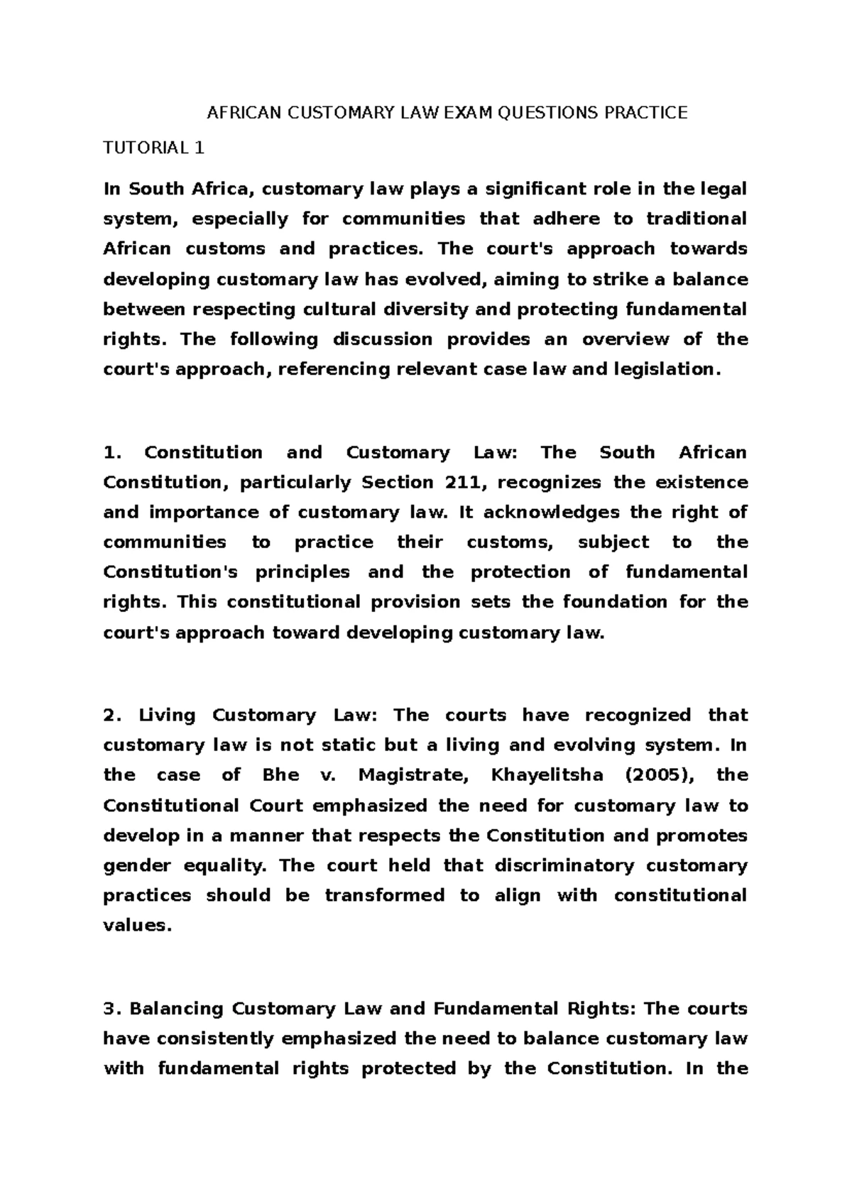 Shilubana v Nwamitwa: Gender Equality & Traditional Leadership (CCT 03/ ...