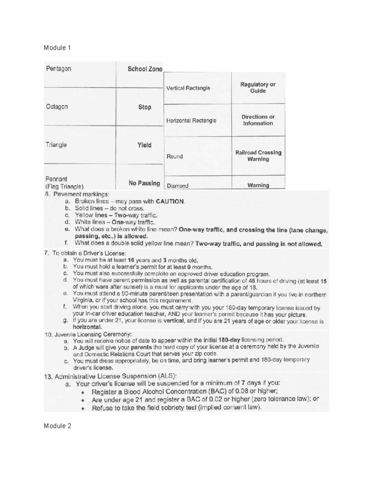 DE Final Exam Review: Key Modules and Safe Driving Tips - Studocu