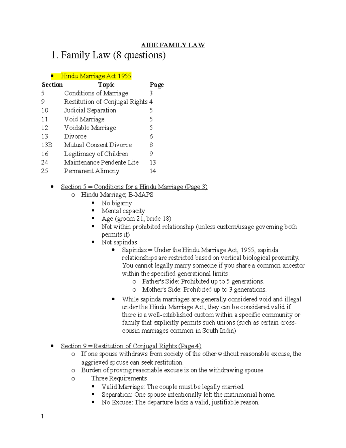AIBE FAMILY LAW: Key Concepts and Provisions Explained - Studocu