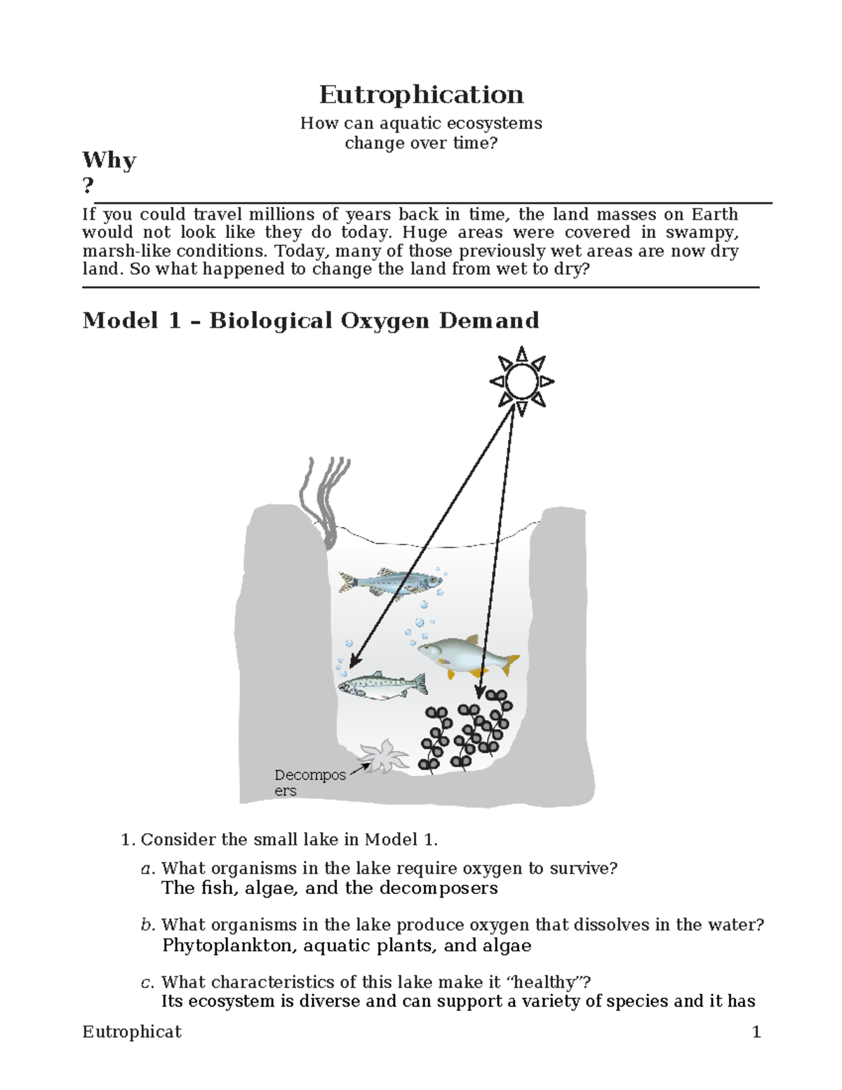 WK7 Eutrophication and Its Impact on Aquatic Ecosystems - Studocu