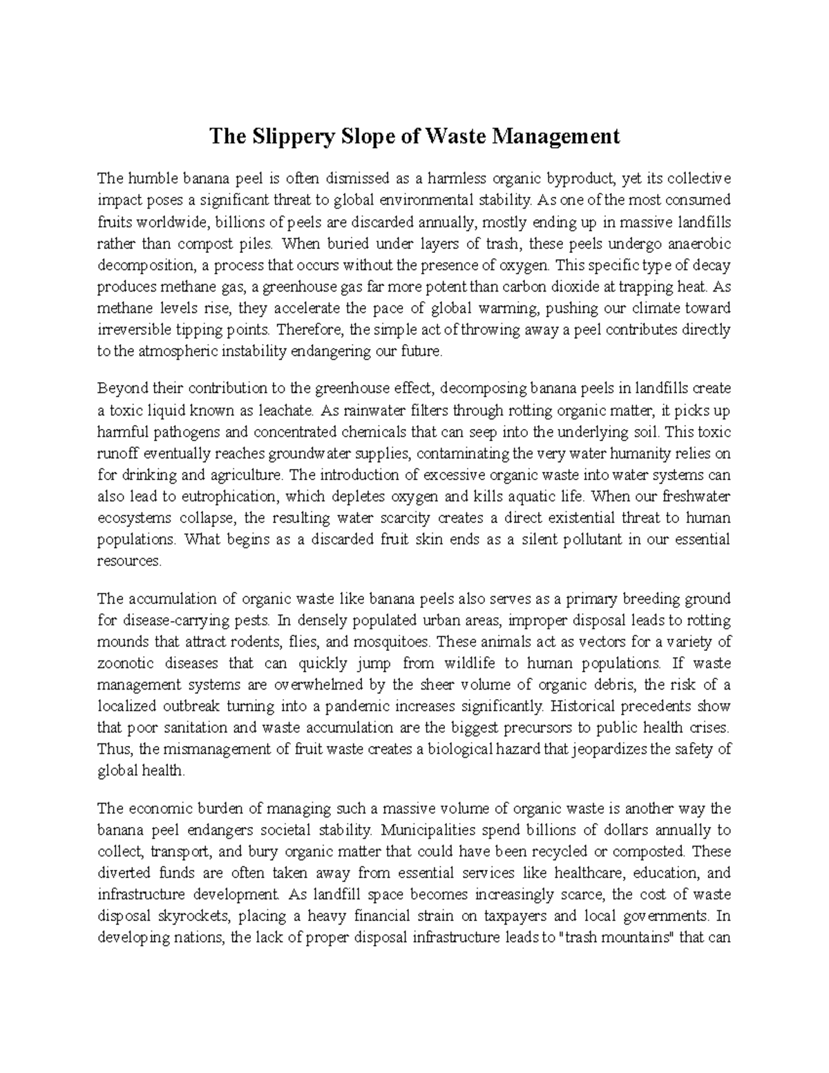 The Environmental Impact of Banana Peels: Waste Management Issues - Studocu