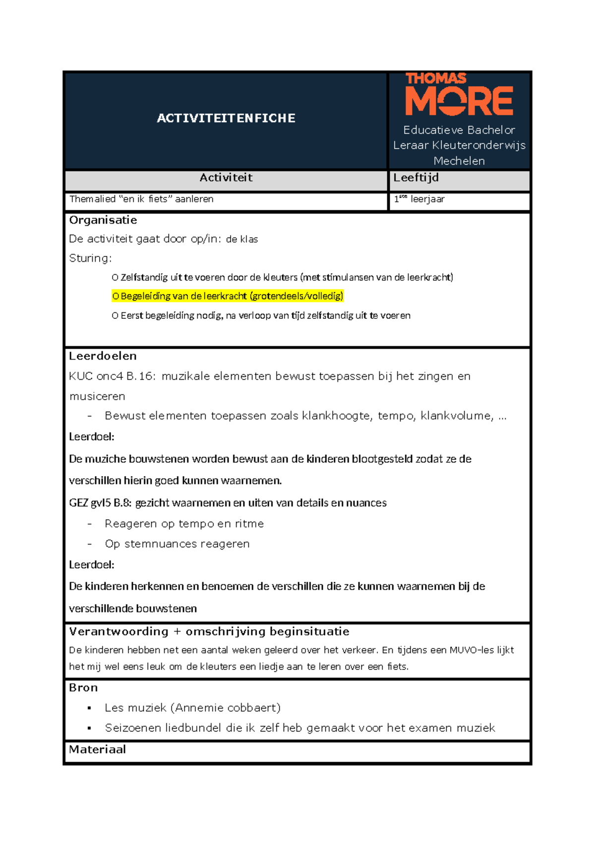 Activiteit: Themalied Aanleren voor 1ste Leerjaar - Educatieve Bachelor ...