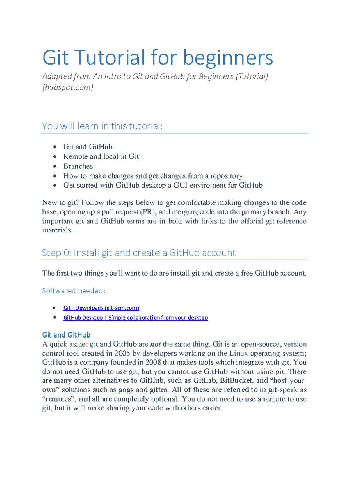 Git Tutorial for Beginners: Essential Steps to Mastering Git & GitHub - Studocu