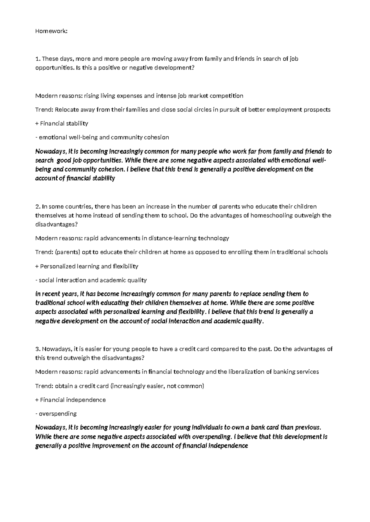 ENG 101 Homework: Analyzing Modern Trends in Employment and Education ...