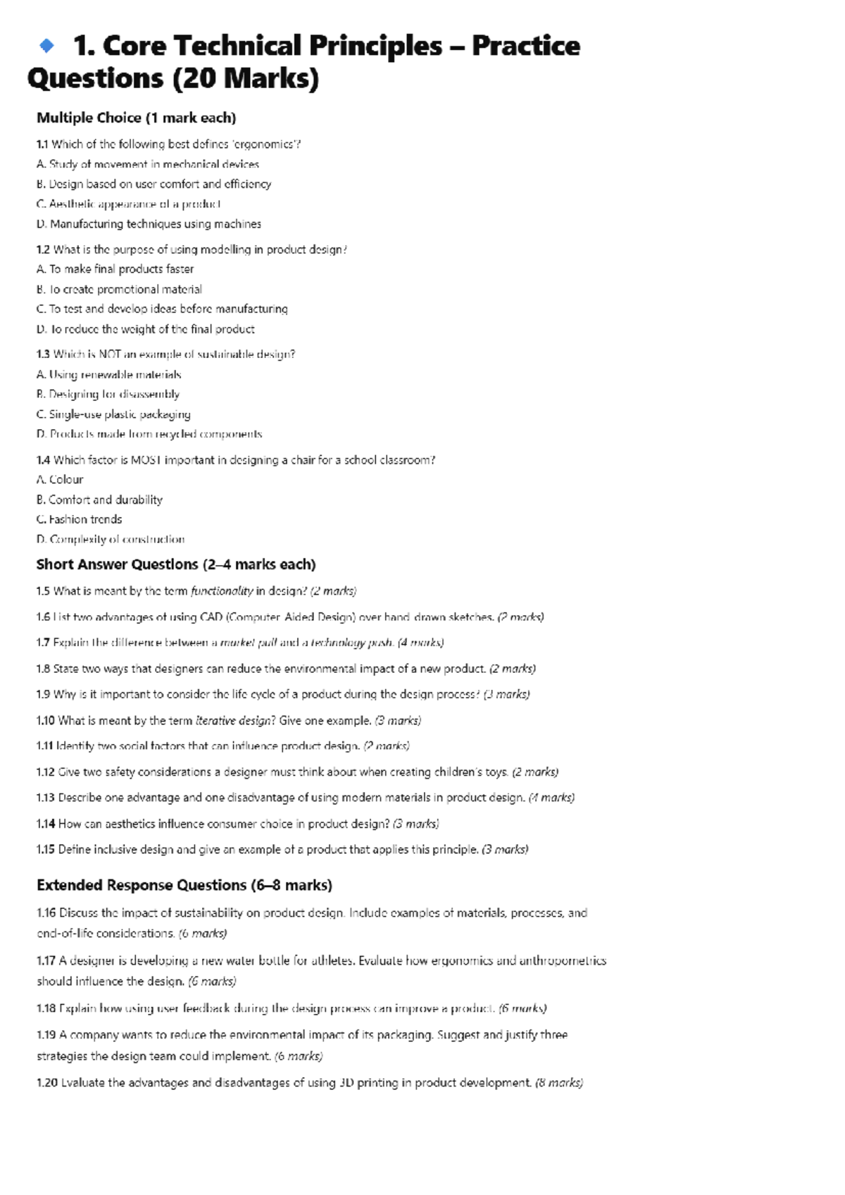 DT Practice Questions: Core Technical Principles, Materials, and Design ...