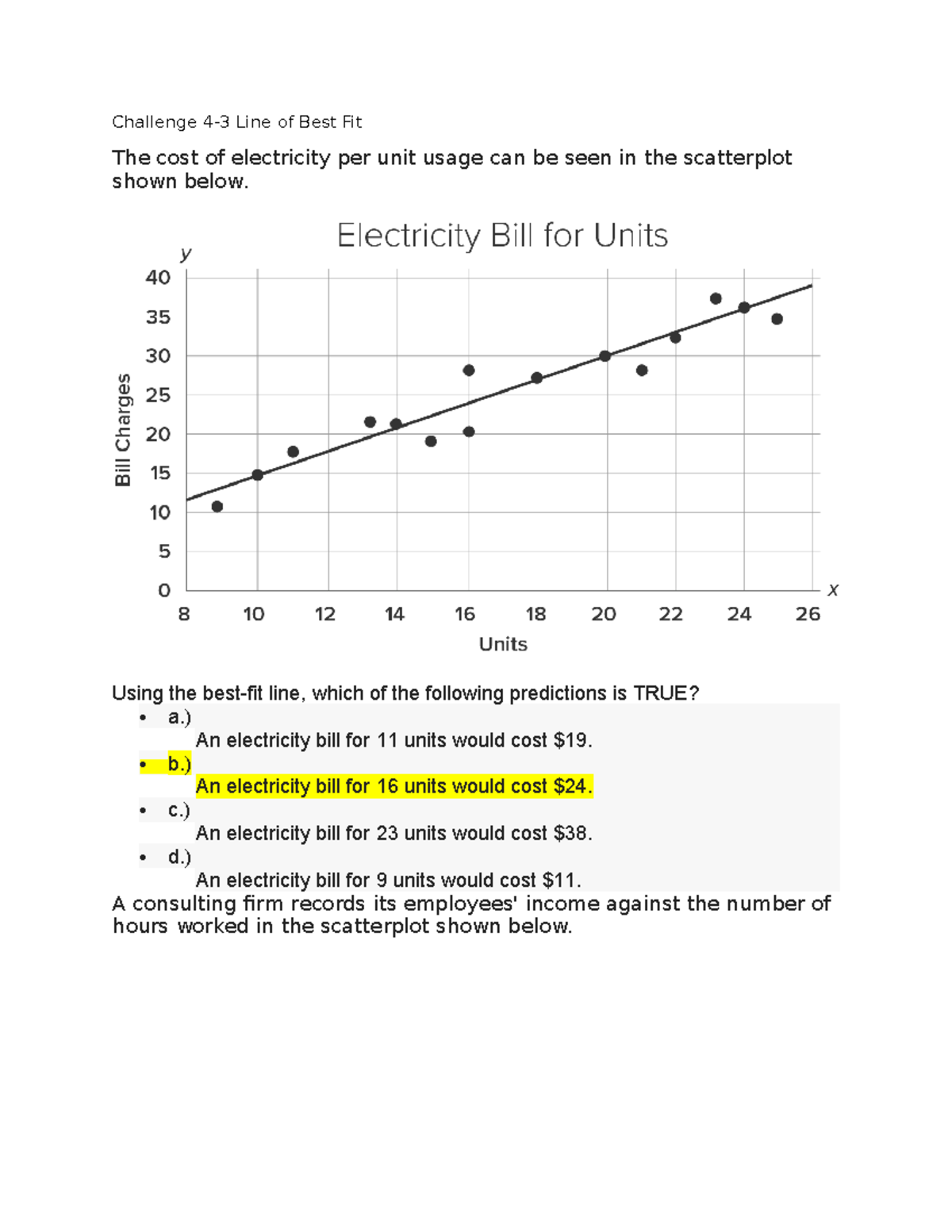 Challenge 4-3: Analyzing the Line of Best Fit in Data Sets - Studocu