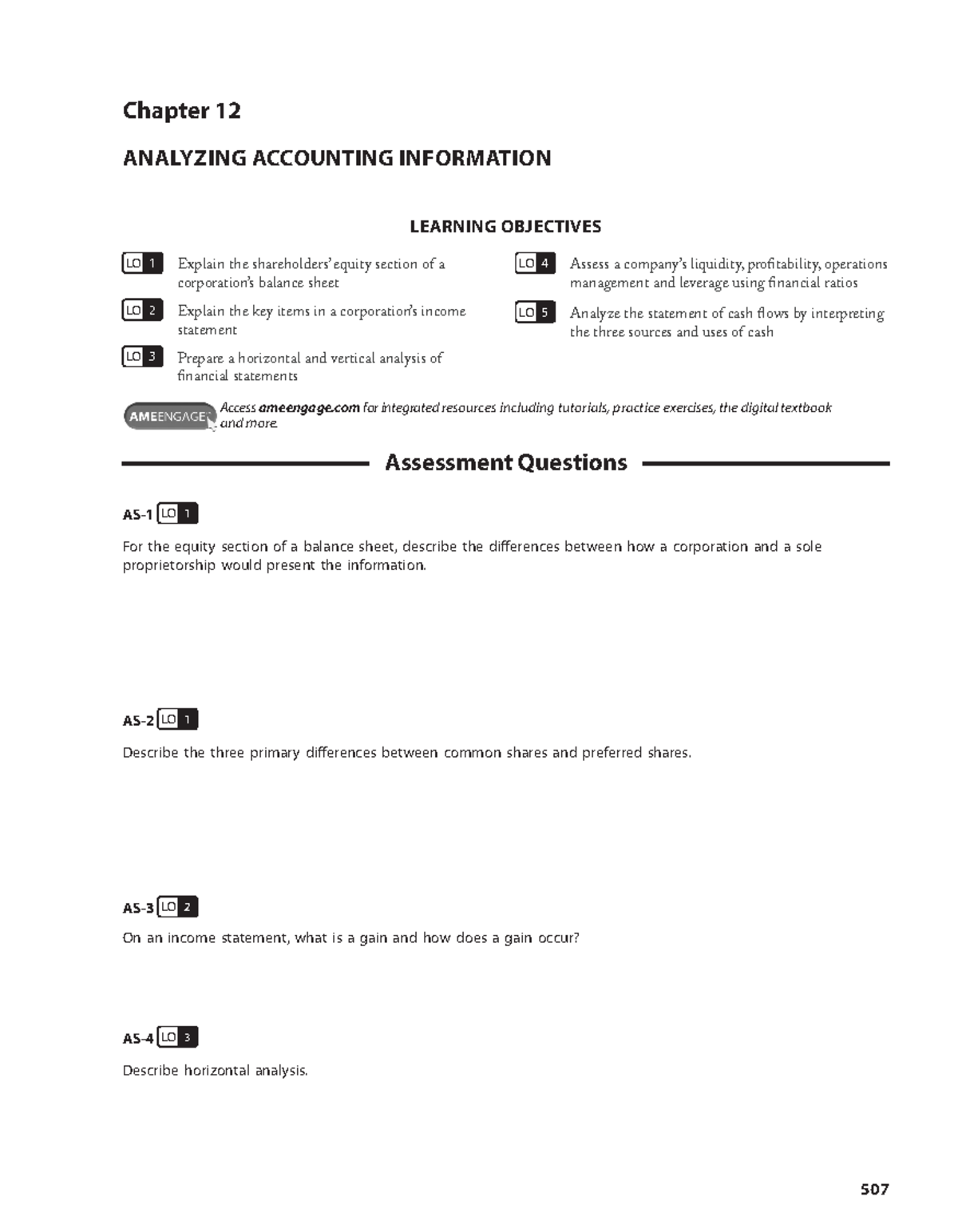 Kap 1 5th workbook se ch 12 - Chapter 12 ANALYZING ACCOUNTING ...